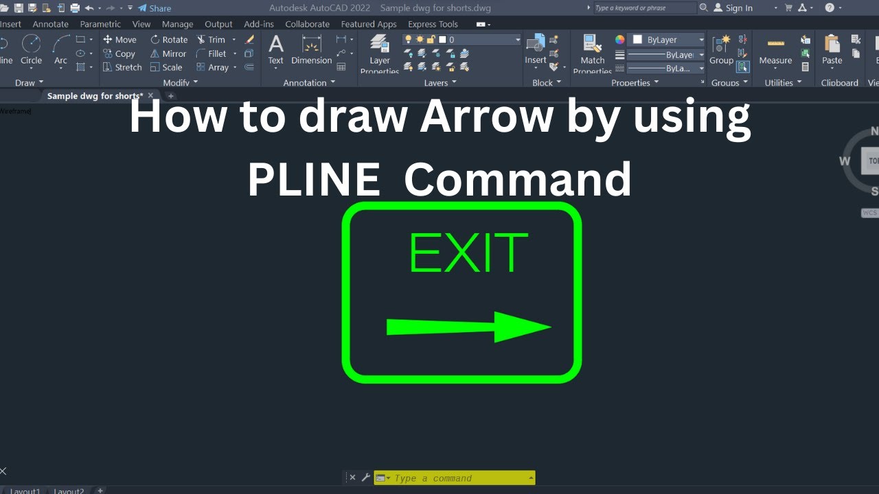How to draw Arrow symbol by using PLINE Command I Cad Pro Guidance ...
