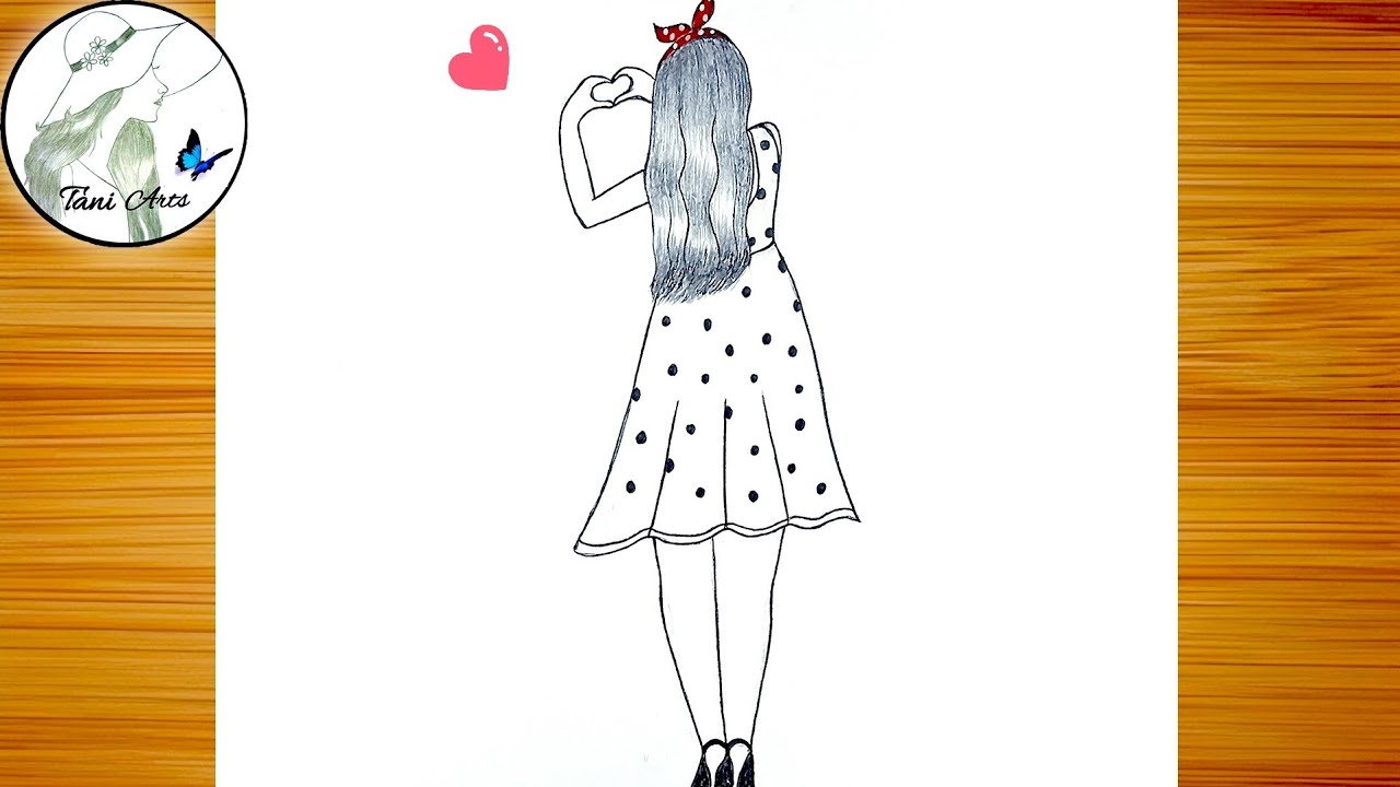 how to draw a girl backside easy || pencil drawing girl backside step ...