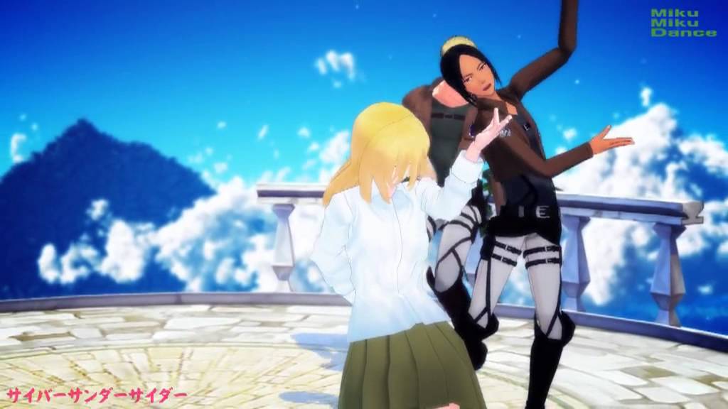 Attack on MMD Sexy Mini Skirt Christa Ymir Reiner 「Cyber Thunder Cider ...