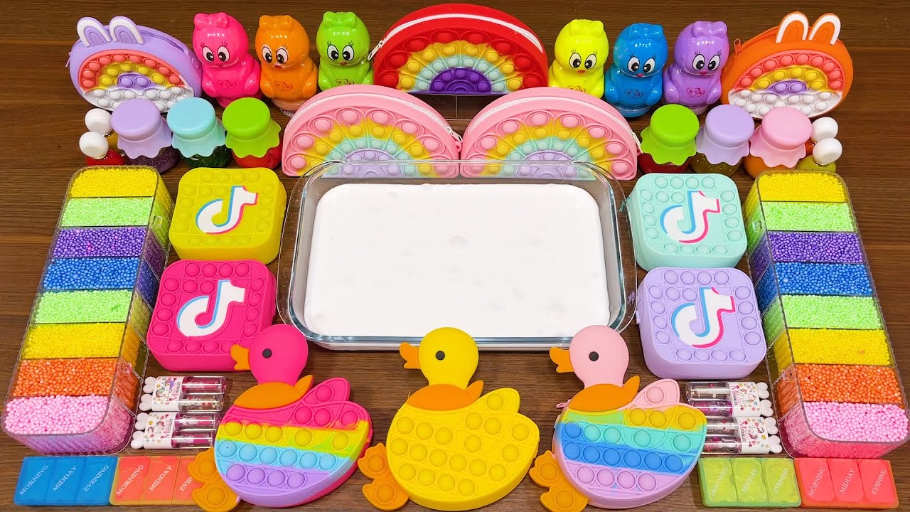 RAINBOW !!!Mixing Random into GLOSSY Slime !!! Satisfying Slime Video ...