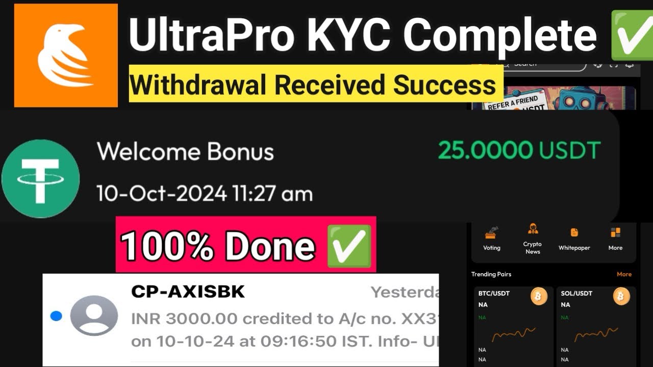 Ultra pro Exchange Withdrawal Received Success | Ultra Pro Exchange KYC ...