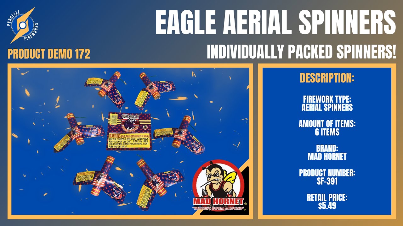 Eagle Aerial Spinners by Mad Hornet Fireworks - YouTube