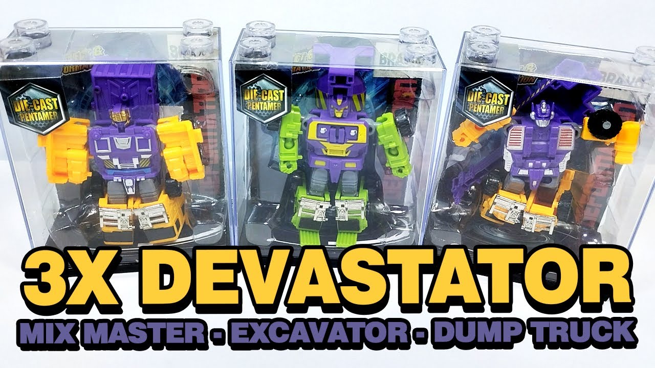 Unboxing 3x Devastator Transformers Mix Master Excavator Dump Truck ...