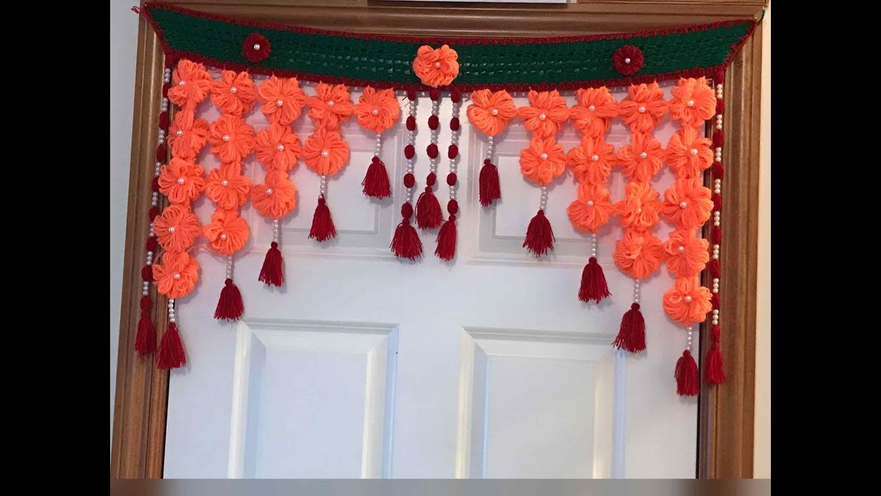 DIY _ How to make toran for door hangings using pearl // woolen toran ...
