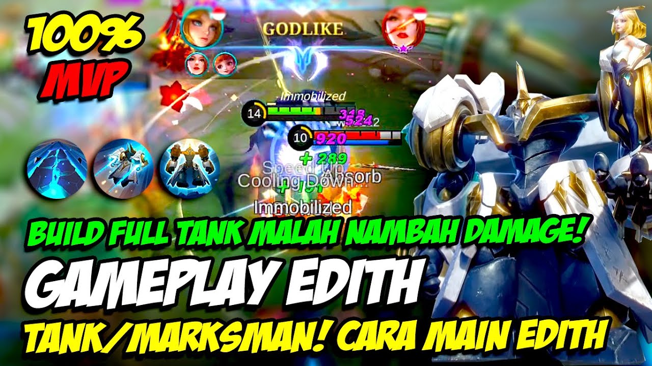 HERO BARU EDITH BUILD FULL TANK MALAH NAMBAH DAMAGE ROLE PERTAMA TANK ...