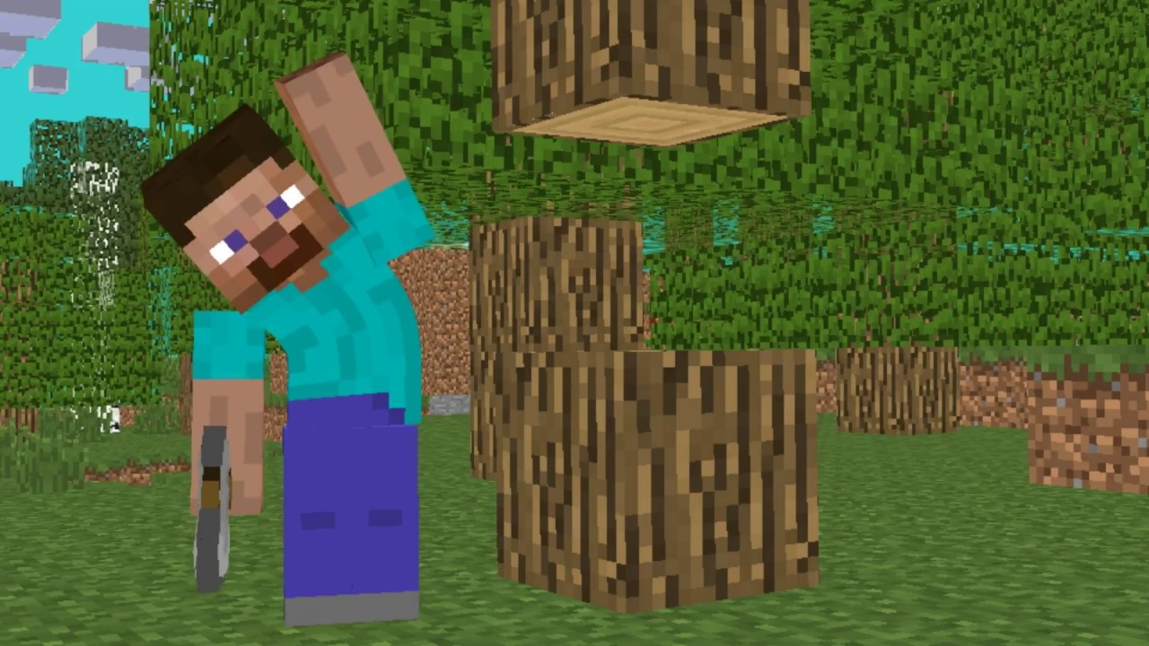 Chopping wood (Minecraft Blender animation test#5) - YouTube