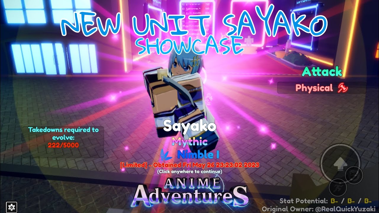 New Unit Sayako Showcase | Anime Adventure - YouTube