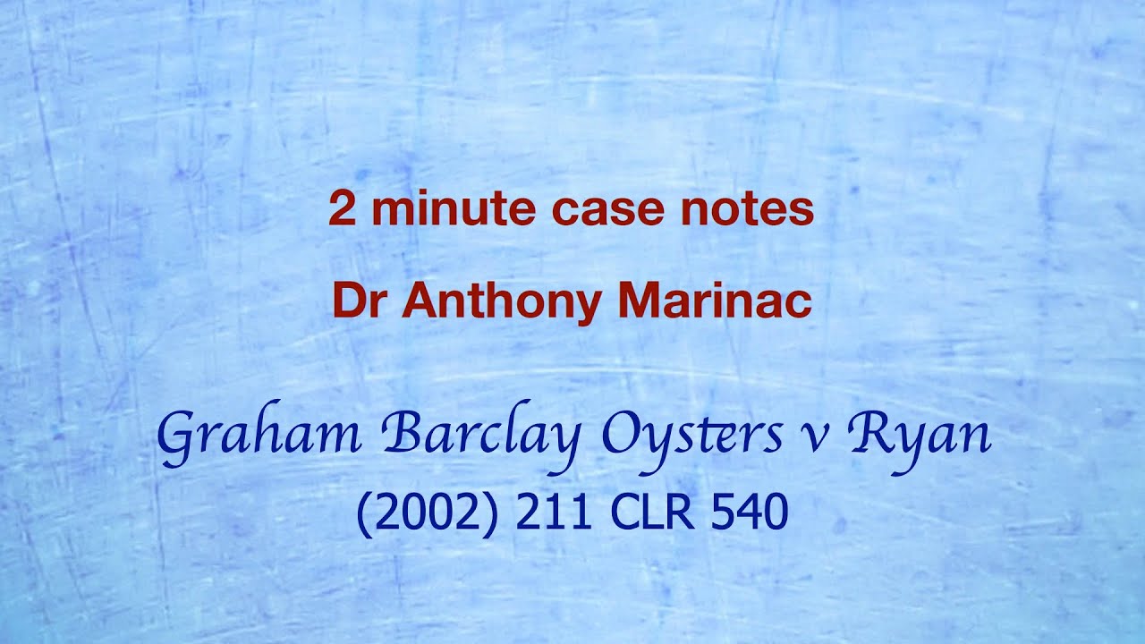 Graham Barclay Oysters v Ryan (Duty of Care) - YouTube