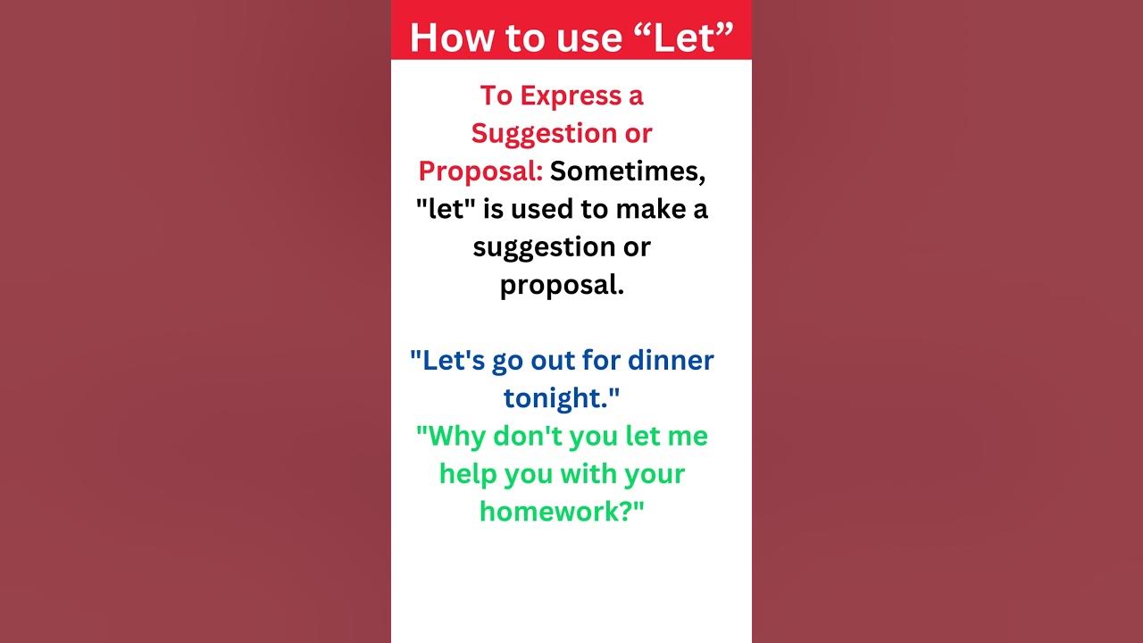 How to use “Let” | Uses of Let in English Grammar - YouTube