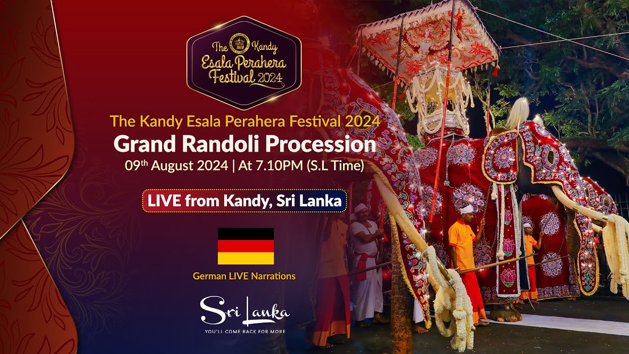 The Kandy Esala Perahera 2024 | Grand Randoli Procession (German Stream) - YouTube