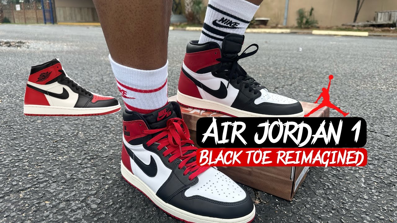 Air Jordan 1 Black Toe Reimagined Review & On Feet W Lace Swap - YouTube