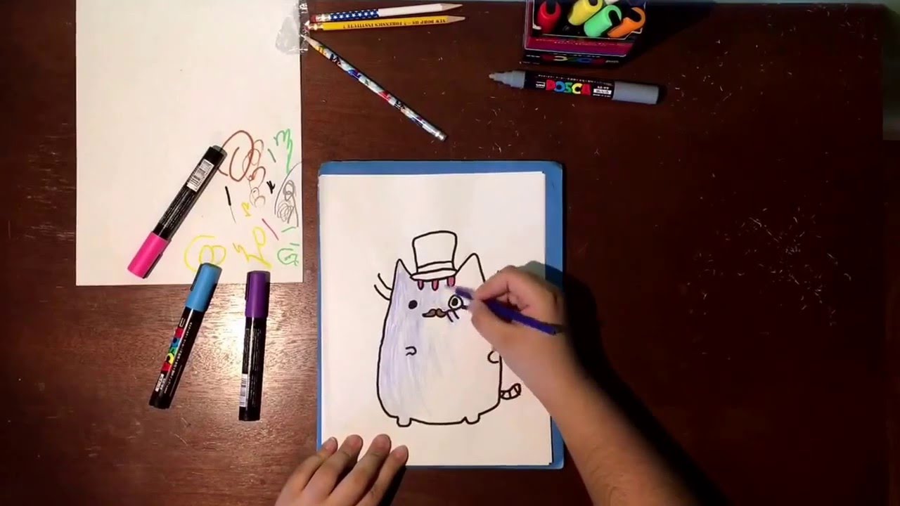 Drawing 3: (Part Two) Pusheen (Colored) - YouTube