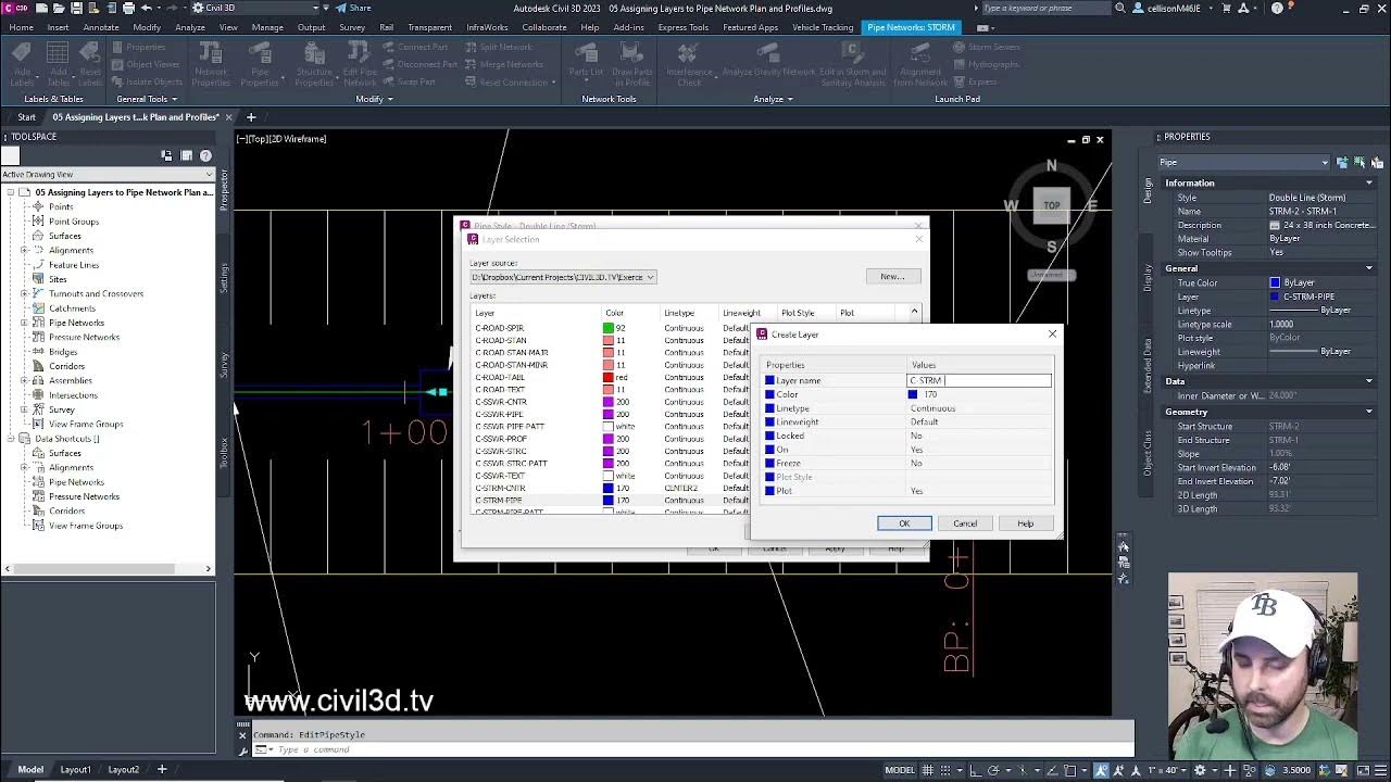 05 Assigning Layers to Pipe Network Plan and Profiles in Civil 3D 2023 - YouTube