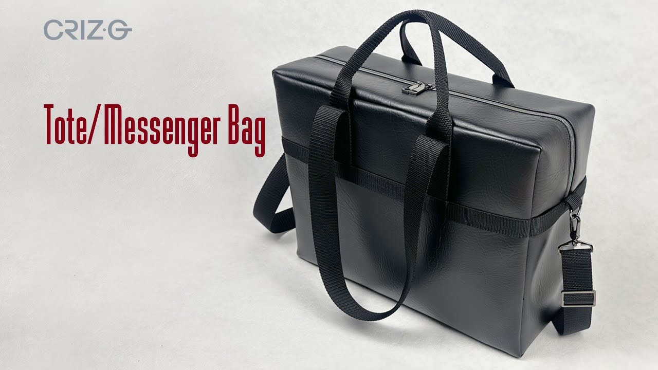 Custom black vinyl Tote/Messenger Laptop Bag. For work and travel. DIY ...