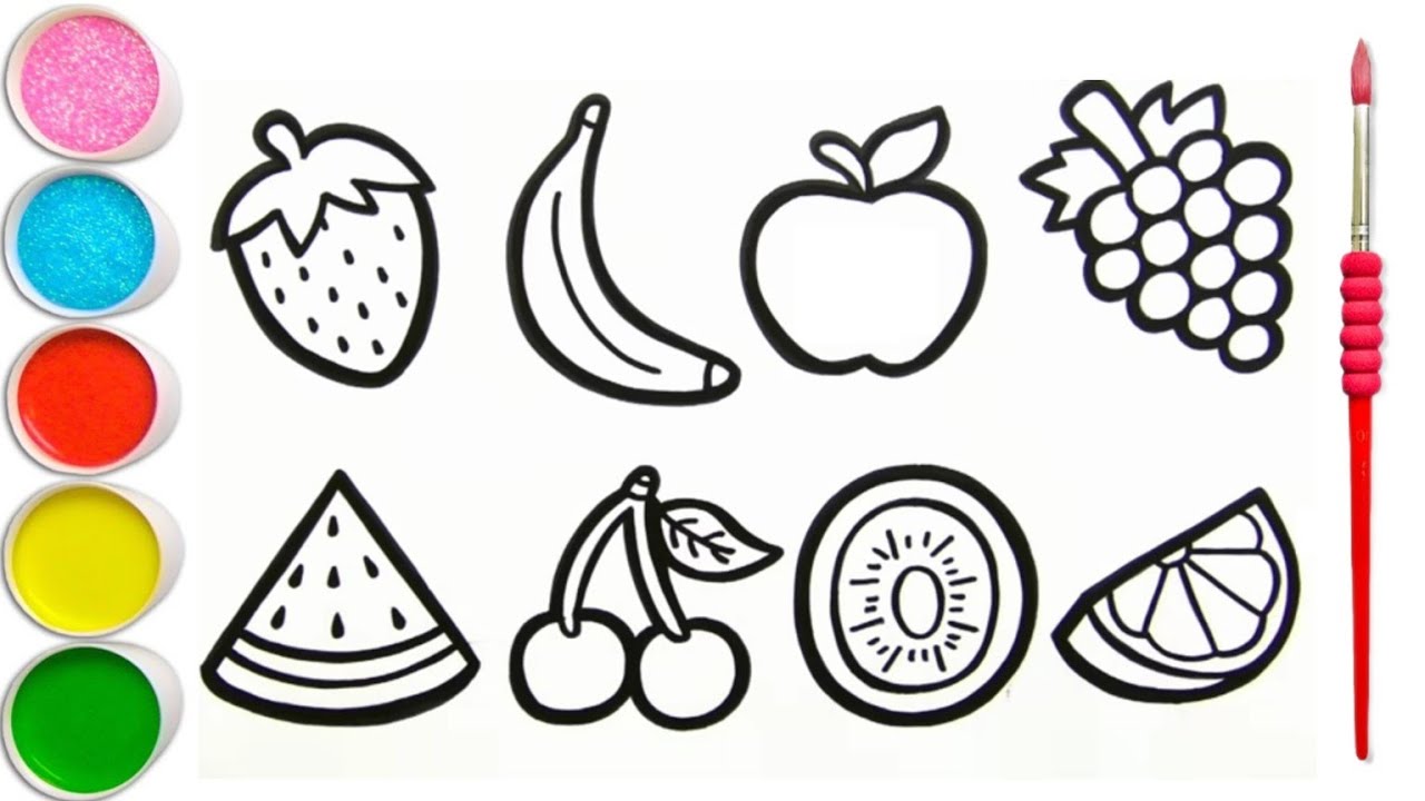 How to draw Cute Rainbow Apple, Healthy Fruits for Kids, Magical ...