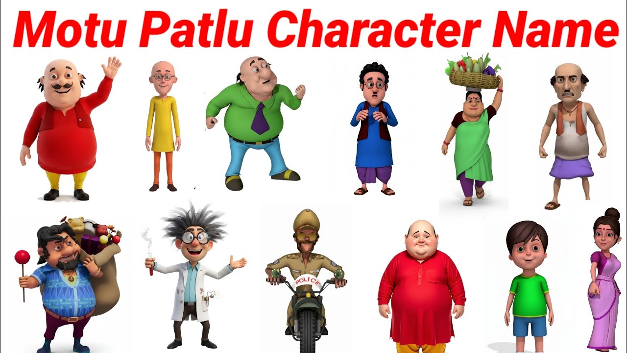 Motu Patlu Name मोटू पतलू के नाम Pre Kids hindi vocabulary Characters ...