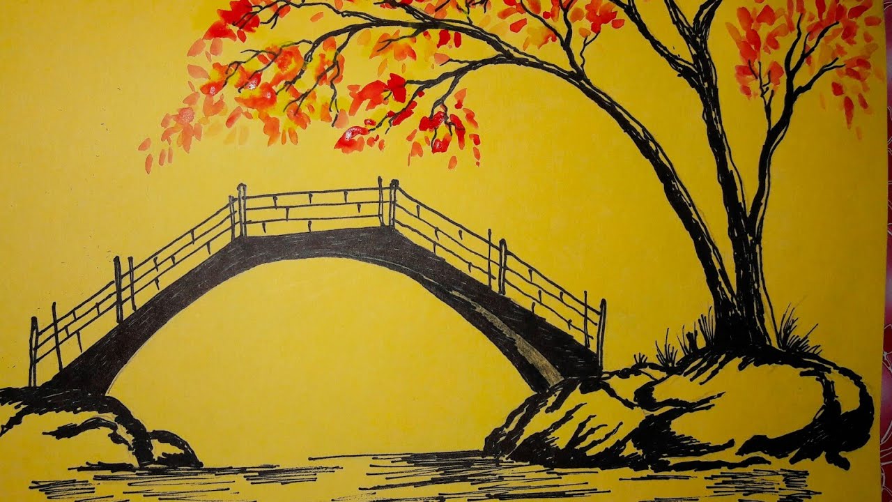 How to draw a bridge very easily 😊😊😊 - YouTube