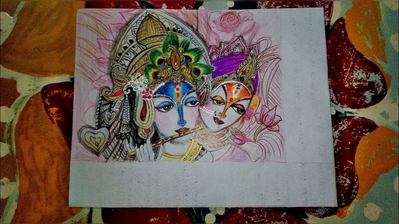 Canvas Painting | Radha Krishna | Easy Colourful Drawing | Grid Line ...
