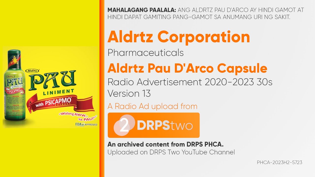 Aldrtz Pau D'Arco Capsule Radio Ad 2020-2023 30s (Version 13) - YouTube