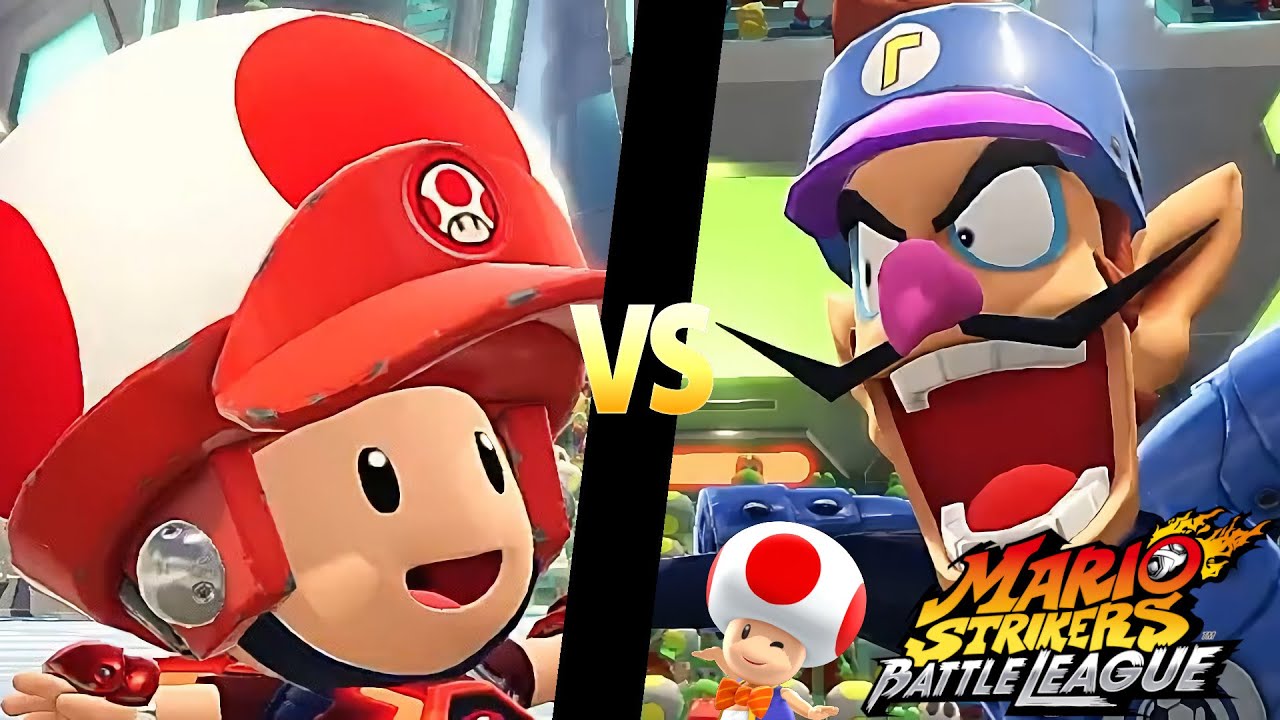 Mario Strikers Battle League Team Toad vs Team Waluigi in Urban Rooftop - YouTube