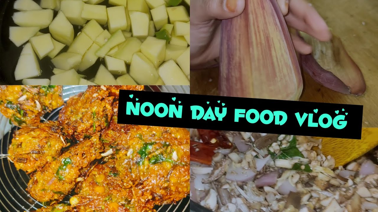 Noon Day vlog/special recipe/vazha koombu parippu vadai/noorahsajithhub ...