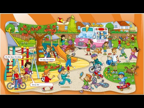 PB pg. 4 - Activity 6 - Listen. point and mime. Sing: "come to the park ...