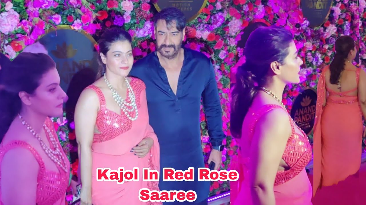 Kajol Devgn Looking Absolutely Gorgeous In Red Rose Saaree With Ajay ...