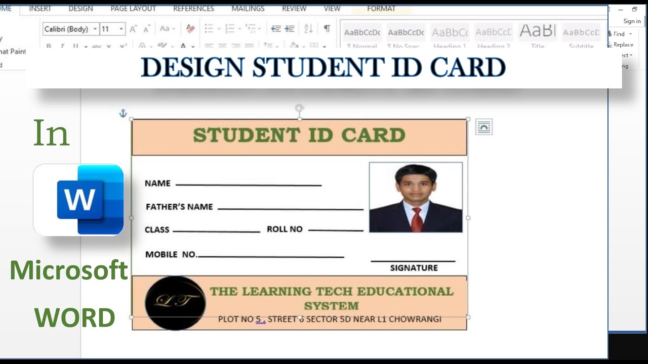 How to Design ID CARD in Microsoft Word | Create your own ID CARD in MS ...