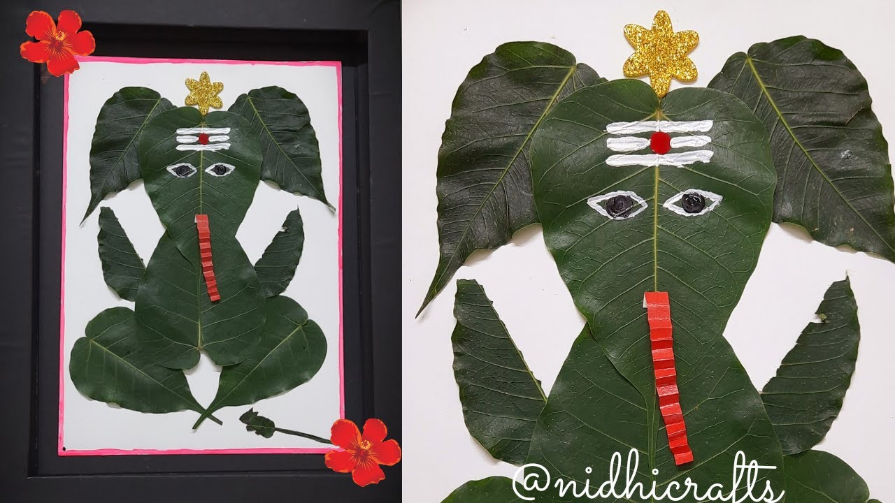 DIY-Peepal Leaf Ganesha! How to make Ganesha with peepal leafs! Leaf ...