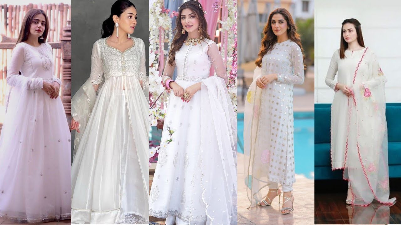 Latest and Stylish White Color Long Frock Dresses for Girls || White ...
