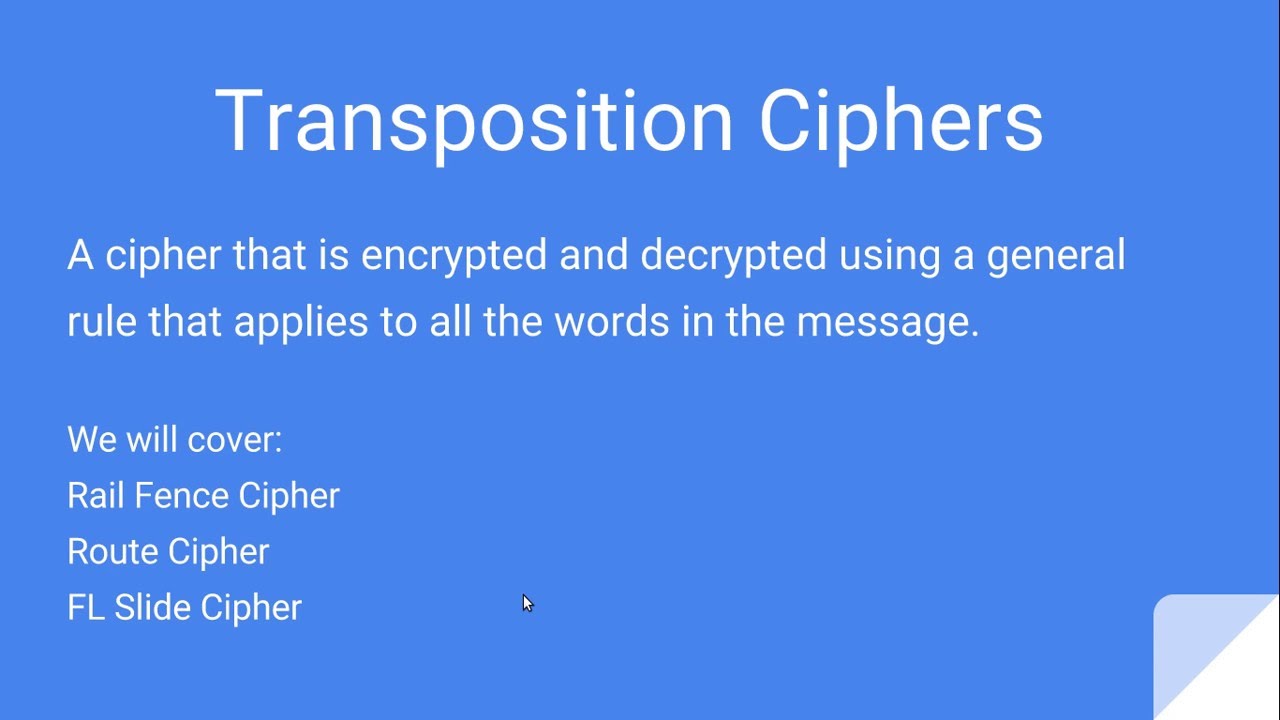 Cipher 03-Transposition Ciphers, Rail Cipher, Route Cipher, FL Slide ...