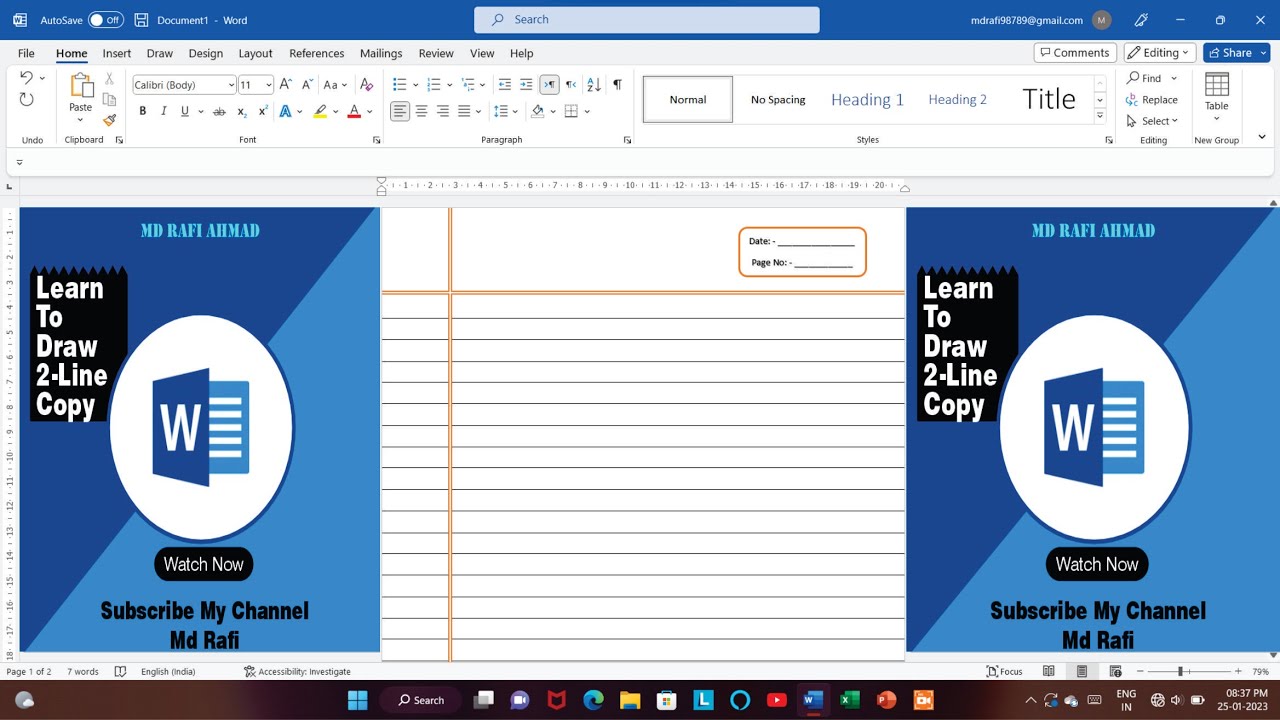 MS word me 2-Line Wali Copy Kaise Banaye || How to make 2-line copy in ...