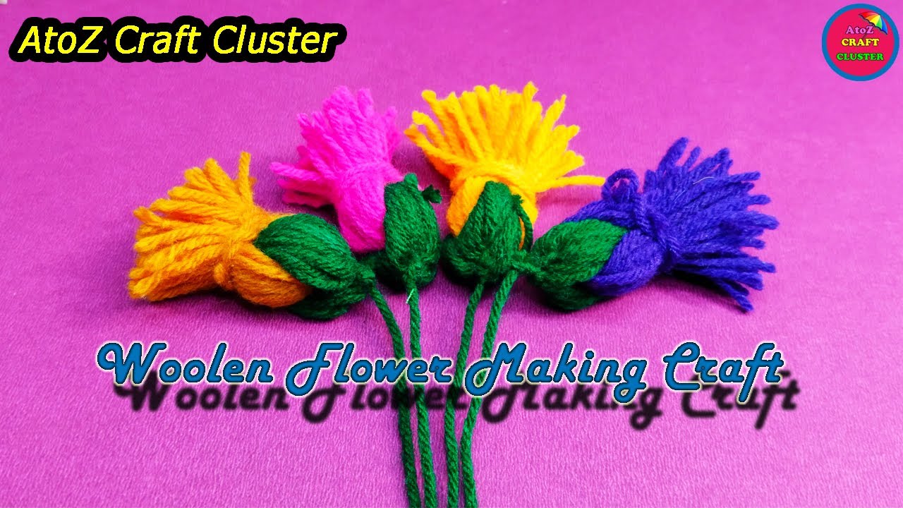 Woolen Flower Making Craft | Amazing Craft Idea with Wool | Woolen ...