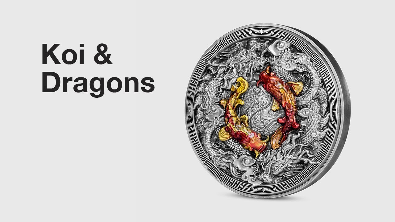 Koi and Dragons 2oz 999 Fine Silver Collectible Coin - YouTube