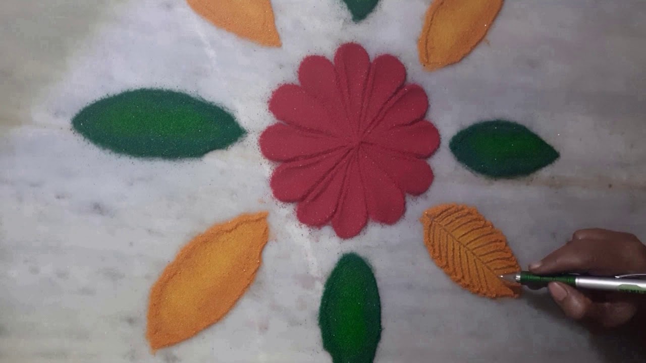 Rangoli with 3 colors - YouTube