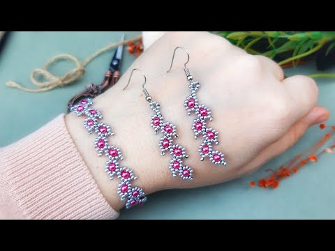 Kolay Incili Yaprak Bileklik & Küpe Yapımı.  Easy Pearl Bracelet & Earrings Making.