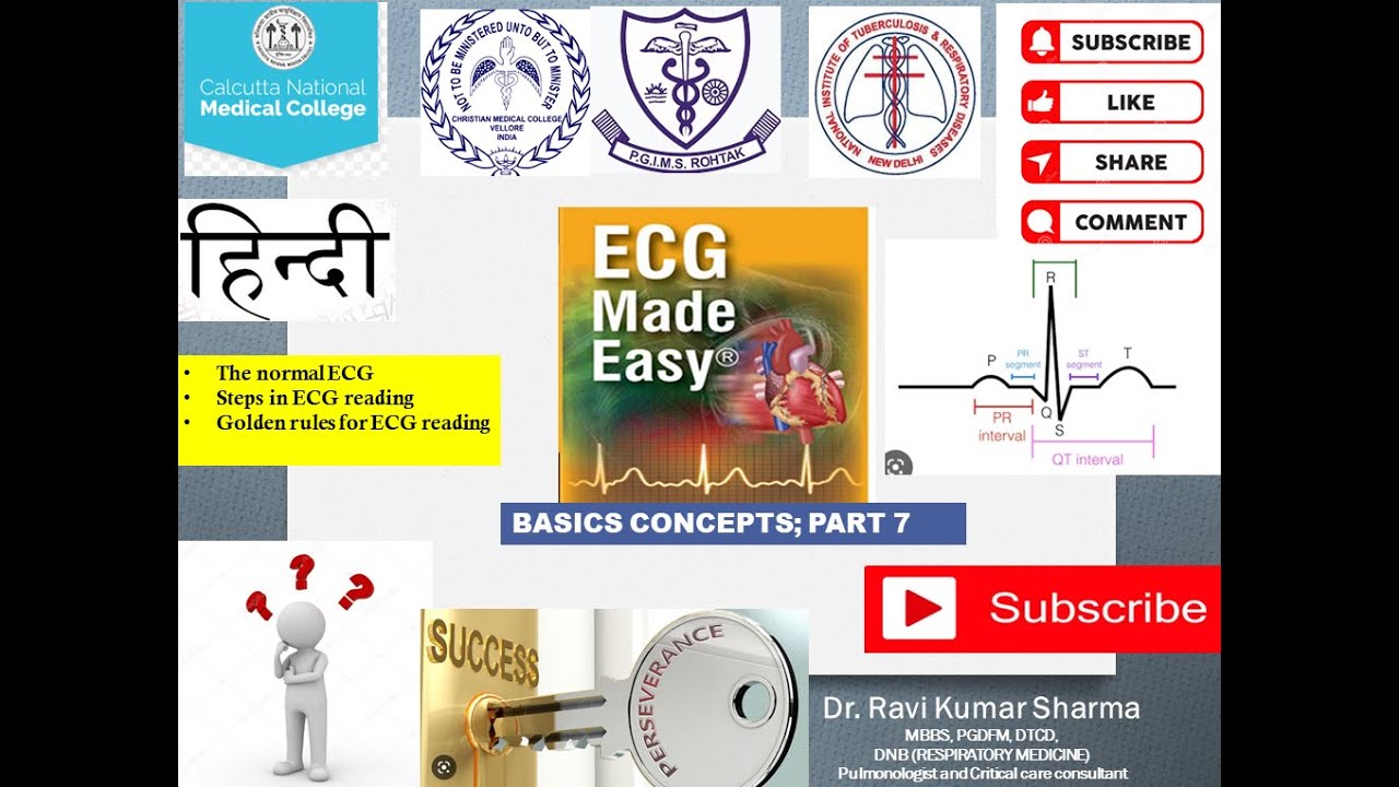 ECG made easy (हिन्दी) Basics PART 7; Normal ECG/ Steps in ECG reading ...