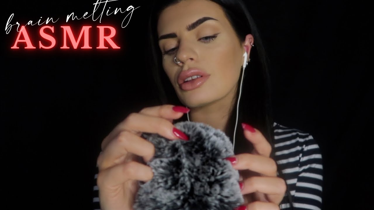 ASMR BRAIN MELTING MASSAGE 🧠 (binaural fluffy mic sounds, stroking ...