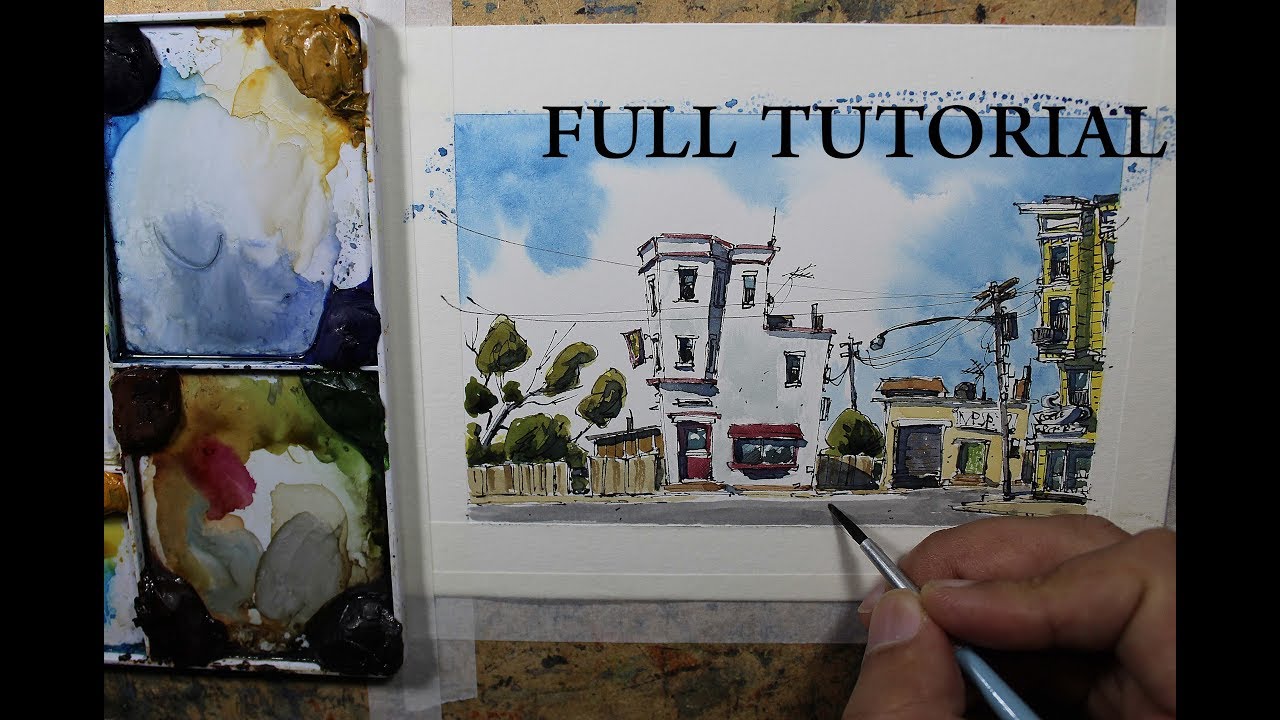 Line and wash Start to finish pen.Quick and easy watercolor .With Nil ...