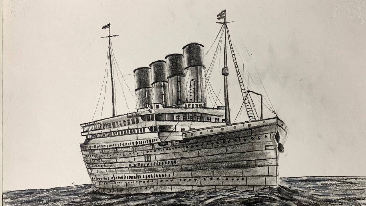 Titanic pencil sketch | Ship drawing - YouTube