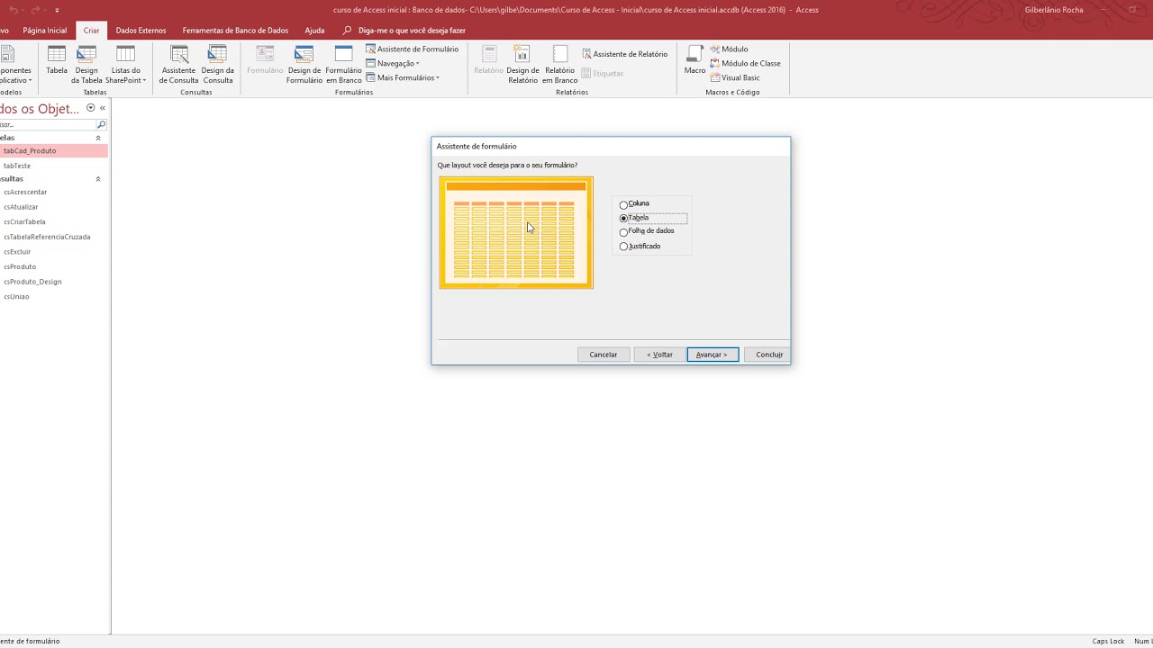 Curso de Access Básico - Aula13 - Criando um formulário com assistente ...