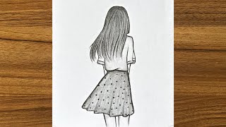 How to draw a girl easy back side Drawing of a girl easy step by step ...