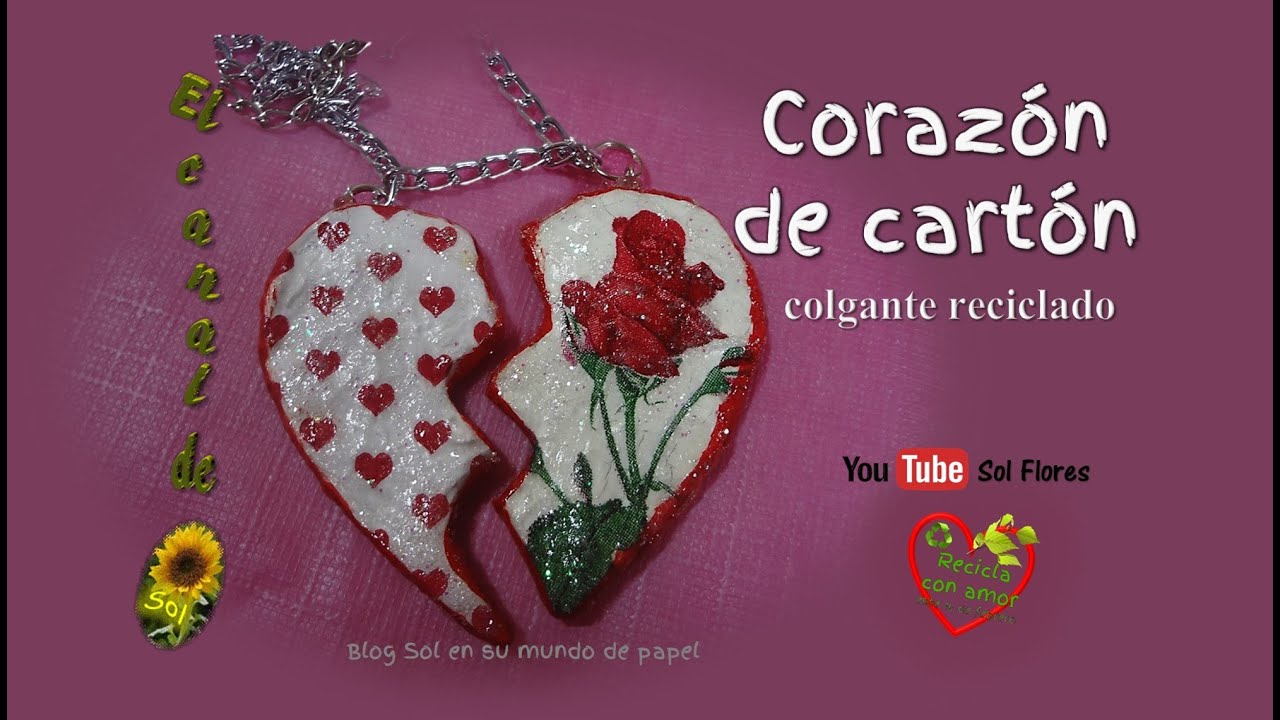 Corazón de cartón, colgante reciclado - Cardboard heart pendant ...