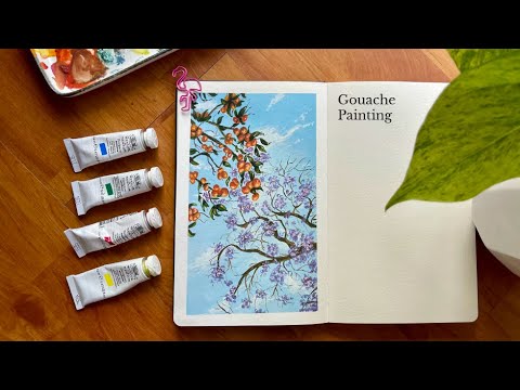 Gouache Painting step by step tutorial | New sketchbook - YouTube