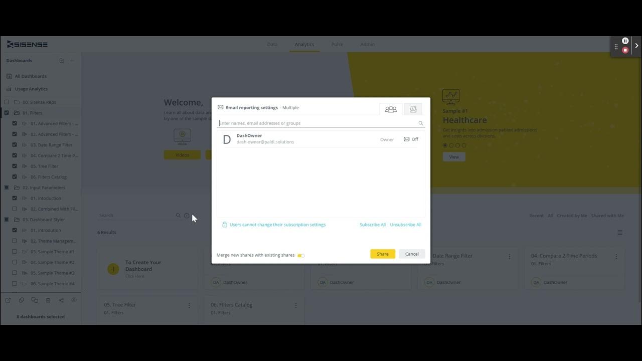 Dashboard Sharing Utility Tutorial: Sisense Add On by Paldi Solutions - YouTube