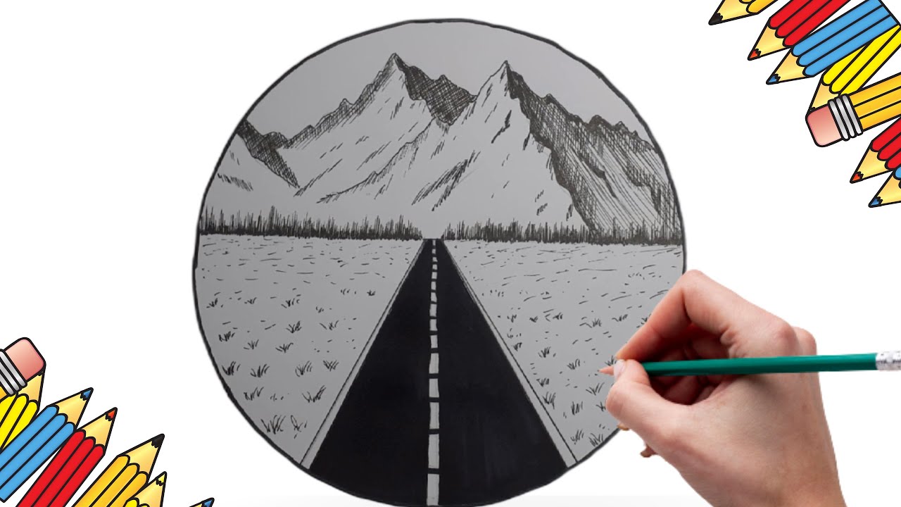 Easy circle scenery drawing || Easy drawing ideas for beginners - YouTube
