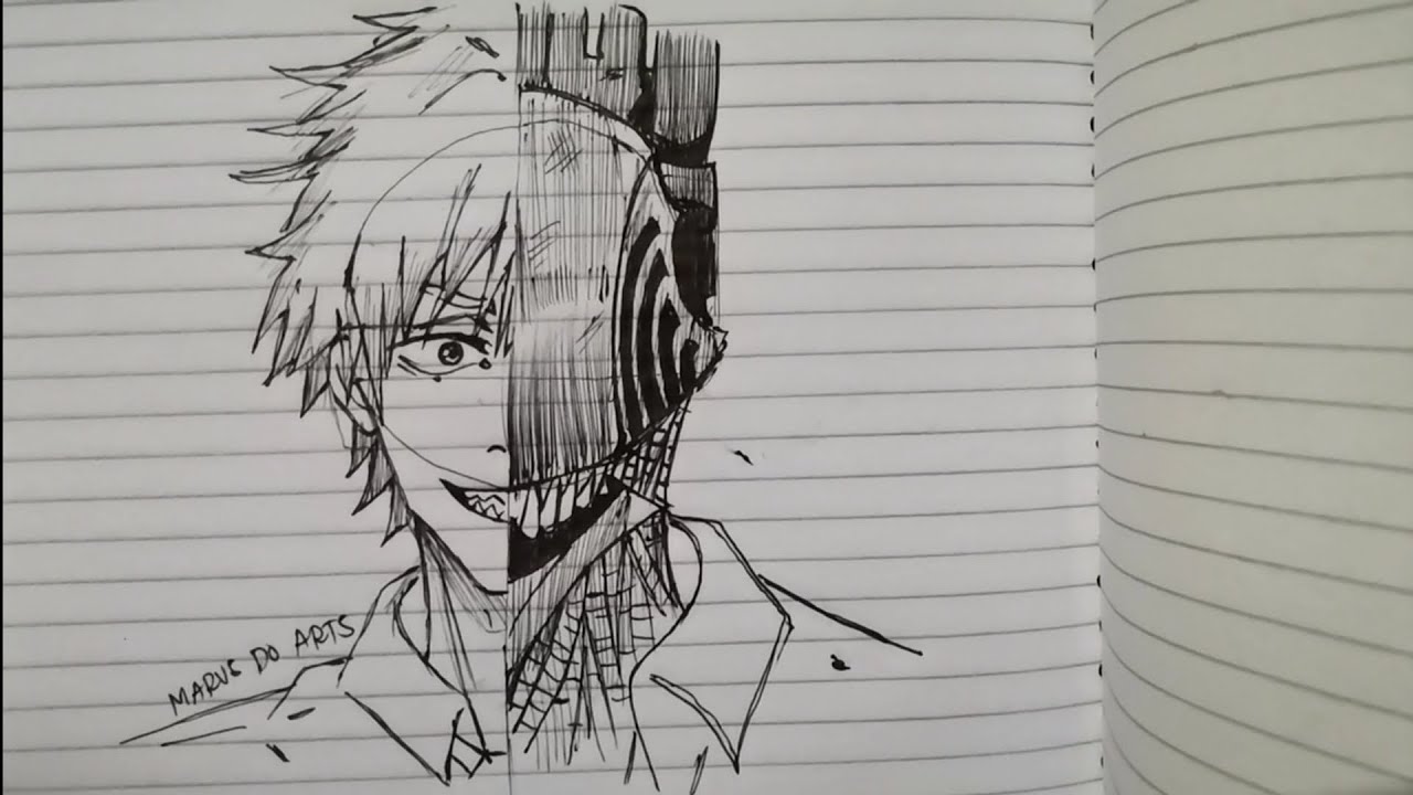 How to draw Denji and Chainsawman - YouTube