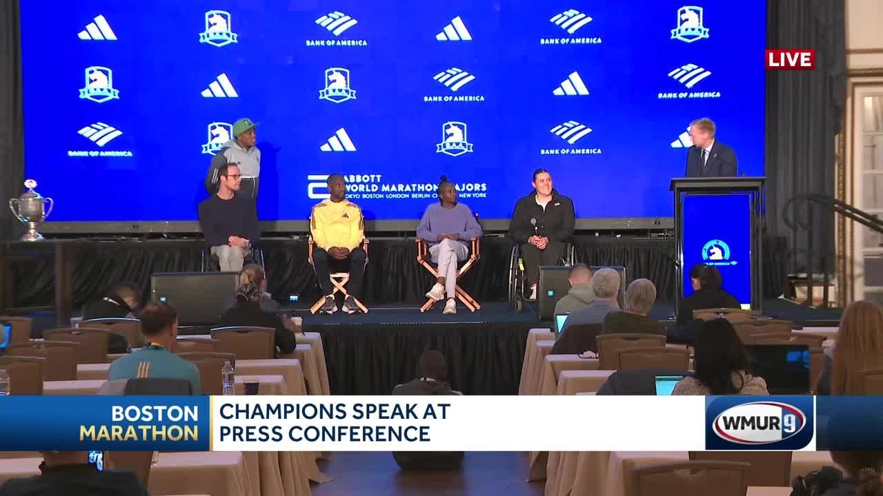 2024 Boston Marathon champions speak at press conference - YouTube