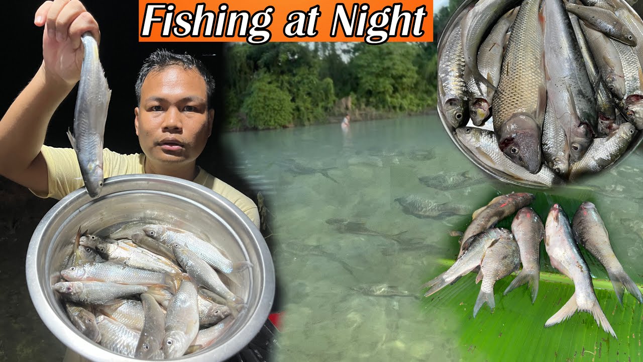 Fishing at the Night with Relatives | Found Handsome fish - YouTube