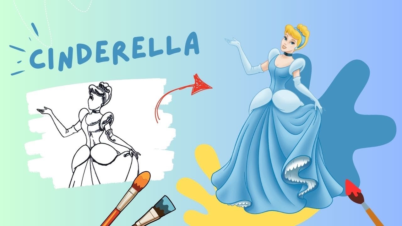 HOW TO DRAW CINDERELLA 👑 | Fun & Easy Step-by-Step Princess Drawing ...